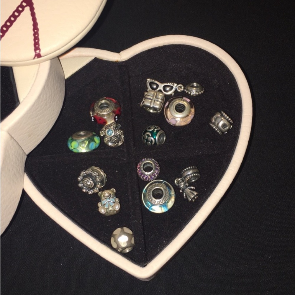 Genuine Leather Pandora Heart-Shaped Jewelry Box - Gem